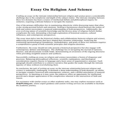 Essay On Religion And Science. City College of San Francisco | PDF