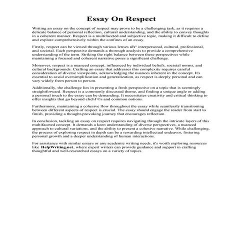 Essay On Respect | PDF