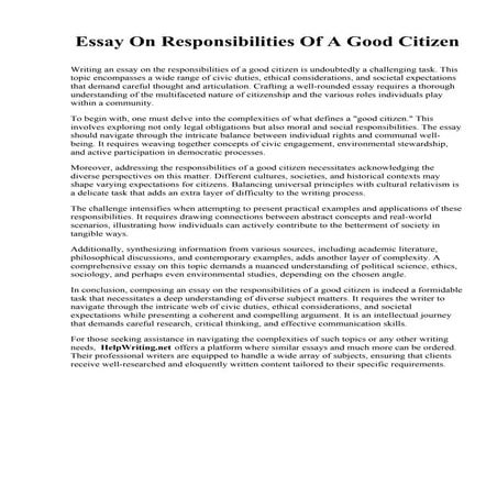 Essay On Responsibilities Of A Good Citizen.pdf | Education