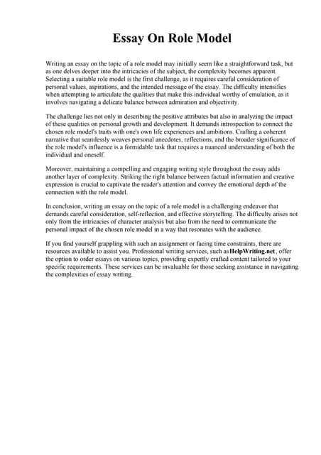 Essay Role Model. Thomas Edison State University | PDF