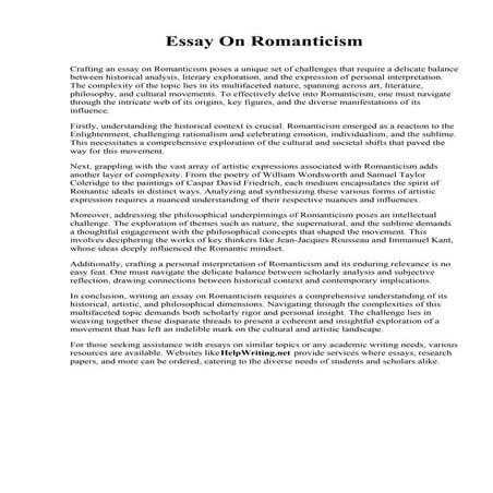 Essay On Romanticism. Claremont Graduate University | PDF | Romance ...