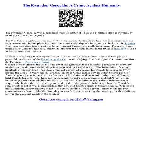 Essay On Rwanda Genocide | PDF | Death, Injury, or Military Conflict ...