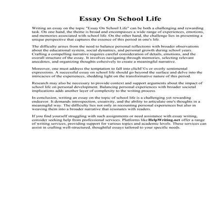Essay On School Life | PDF