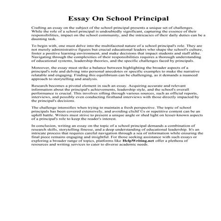 Essay On School Principal | PDF