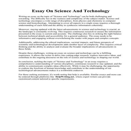 Essay On Science And Technology. 001 P1 Essay On Technology Thatsnotus ...