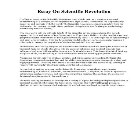 Essay On Scientific Revolution. Hudson Valley Community College | PDF