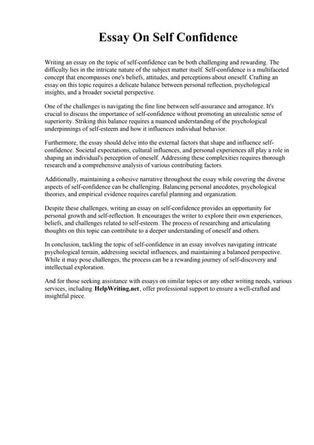 Essay On Self Esteem | PDF Essay On Self Esteem | PDF