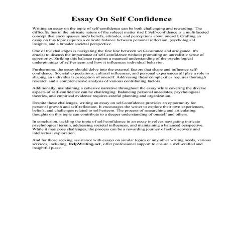 Essay On Self Confidence. Essay about gaining self confidence ...
