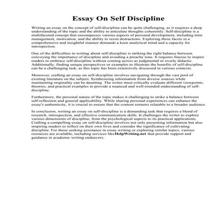 Essay On Self Discipline. Self Discipline Benefits and Importance | PDF | Eldercare | Family and ...