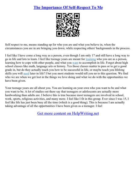 Joan Didion Self Respect Essay | PDF | Parenting Teens | Parenting