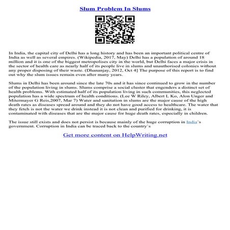 Essay On Slums | PDF