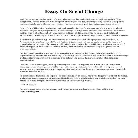 Essay On Social Change. Online assignment writing service. | PDF