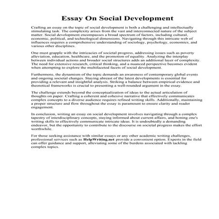 Essay On Social Development. Paragraph on social issues. Short ...