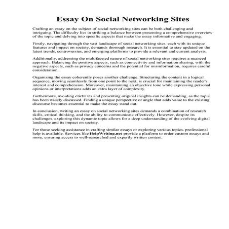 Essay On Social Networking Sites.pdf | Social Networking | Internet