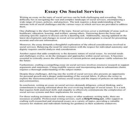 Essay On Social Services. . . Essay About Students And Social Service | PDF