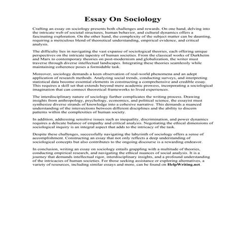 Essay On Sociology | PDF