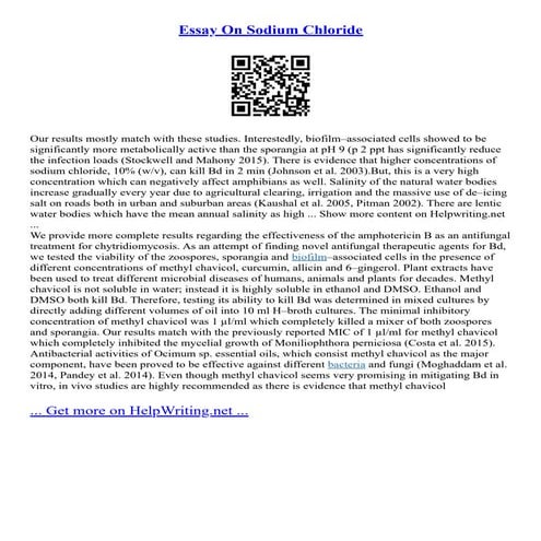 Essay On Sodium Chloride | PDF