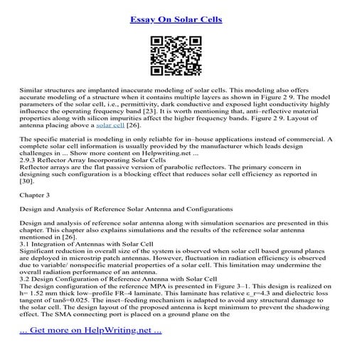 Essay On Solar Cells | PDF