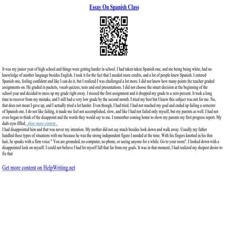 Essay On Spanish Class | PDF