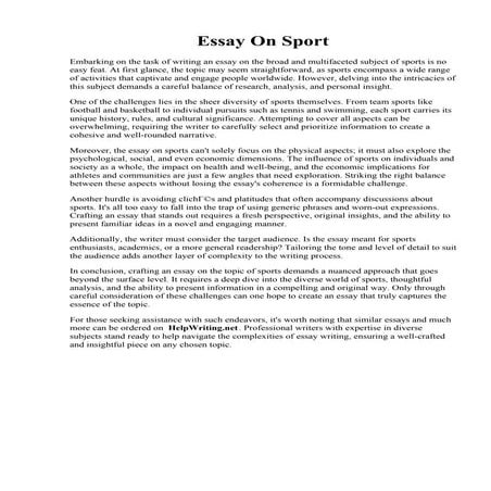 Essay On Sport. Sports Essay: Your Quick Guide in Writing | PDF