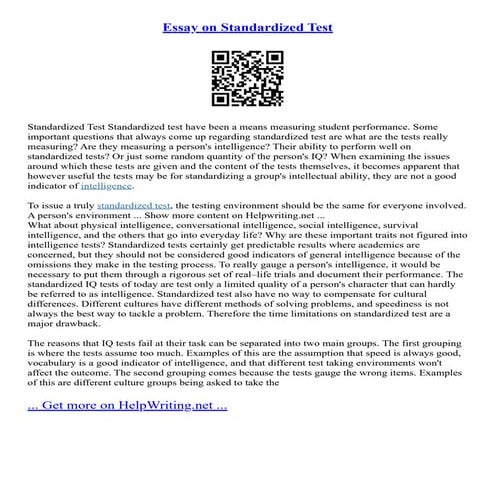 Essay On Standardized Test | PDF