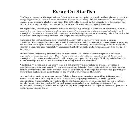 Essay On Starfish. Fascinating Essay On Fish Thatsnotus | PDF