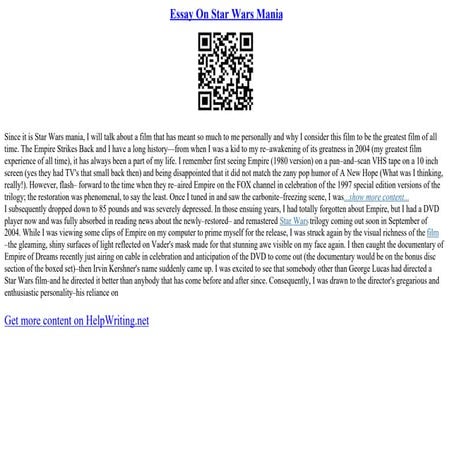 Essay On Star Wars Mania | PPT