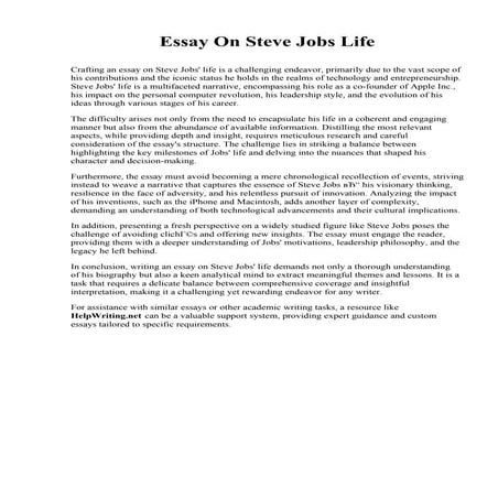 Essay On Steve Jobs Life. Louisiana College | PDF