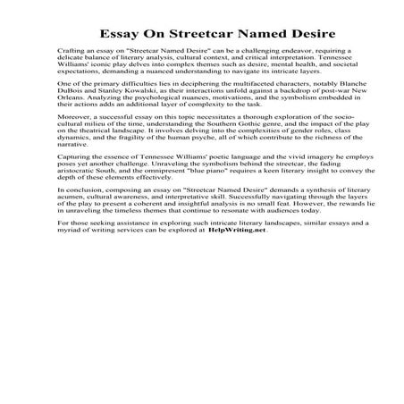 Essay On Streetcar Named Desire.pdfEssay On Streetcar Named Desire. A ...
