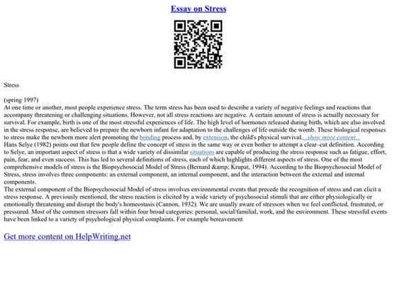 A THEORETICAL FRAMEWORK OF STRESS MANAGEMENT- CONTEMPORARY APPROACHES ...