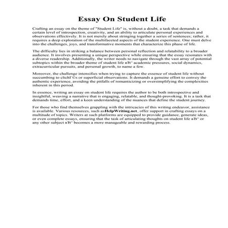 Essay On Student Life. Scholarship essay: Short essay about life | PDF