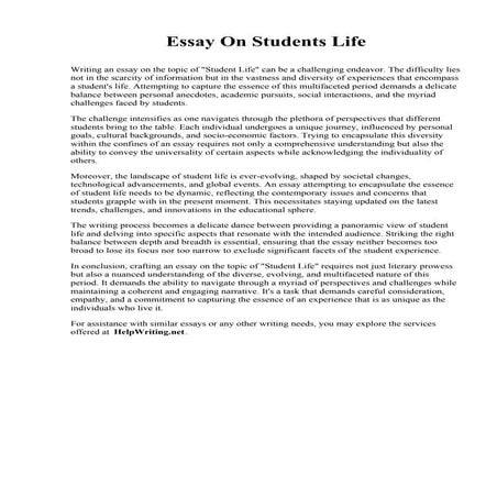 Essay On Students Life. Touro University Worldwide | PDF