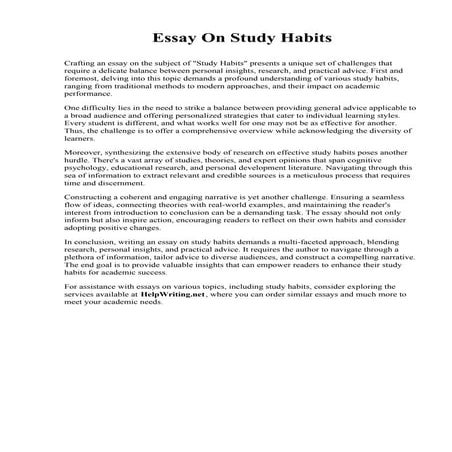 Essay On Study Habits.pdf | Educational Assessment | Education