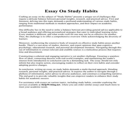 Essay On Study Habits. Essay about my study habits - lewislevenberg.x ...