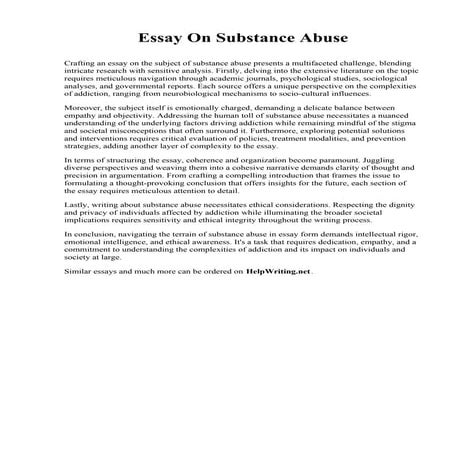 Essay On Substance Abuse. Health Career College | PDF