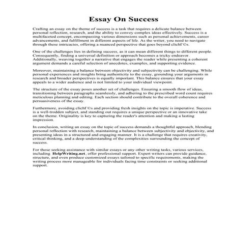 Essay On Success. Sensational Essay On Success Thatsnotus | PDF