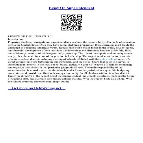 Essay On Superintendent | PDF