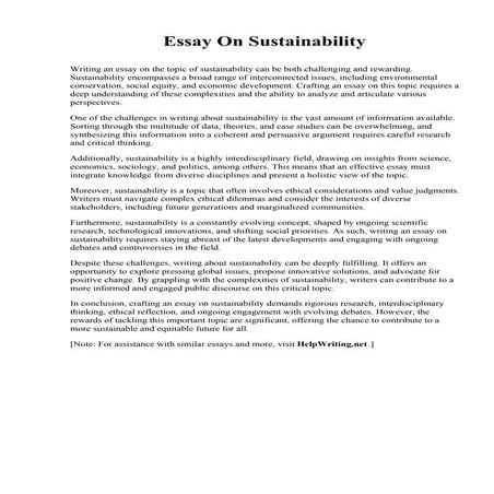 Essay On Sustainability | PDF