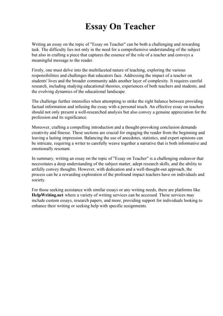 Essay On Being A Teacher | PDF