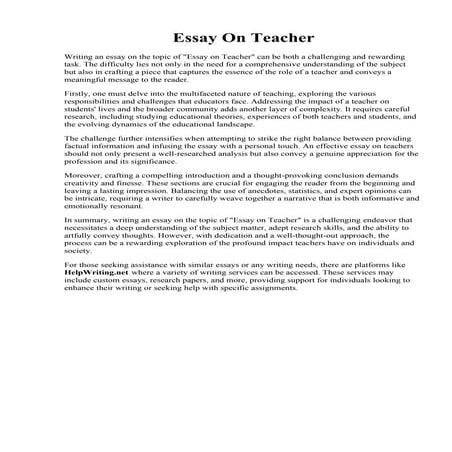 Essay On Teacher | PDF