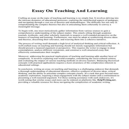 Essay On Teaching And Learning.pdf