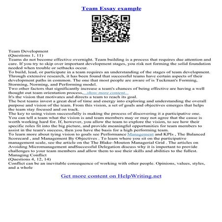 Essay On Team Work | PDF