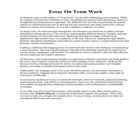 Essay On Team Work | PDF