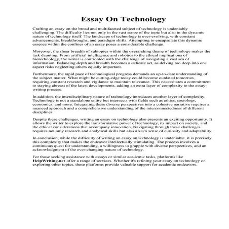 Essay On Technology | PDF