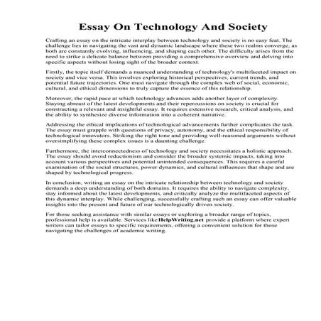 Essay On Technology And Society | PDF