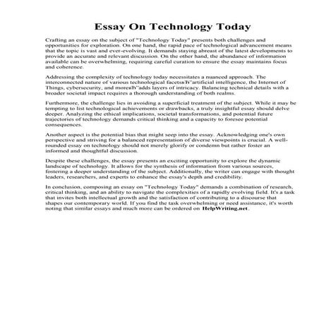 Essay On Technology Today. Information technology benefits essay in ...