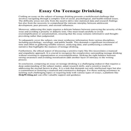 Essay On Teenage Drinking | PDF