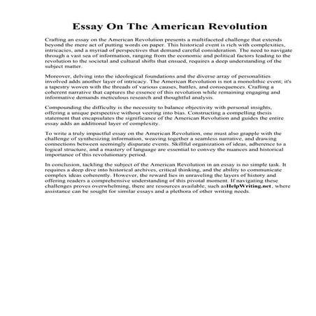 Essay On The American Revolution. The American Revolution. - A-Level ...