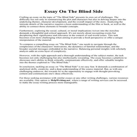 Essay On The Blind Side. The Blind Side Michael Oher Essay Telegraph | PDF