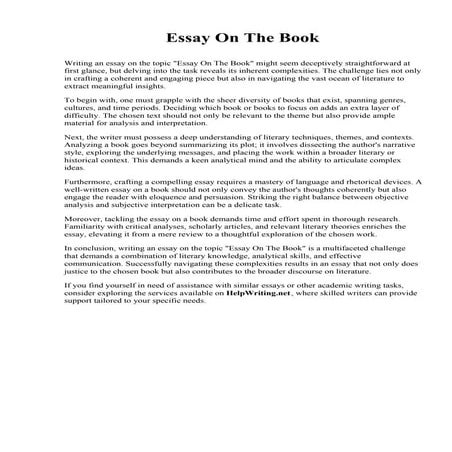 Essay On The Book. Richard Bland College | PDF
